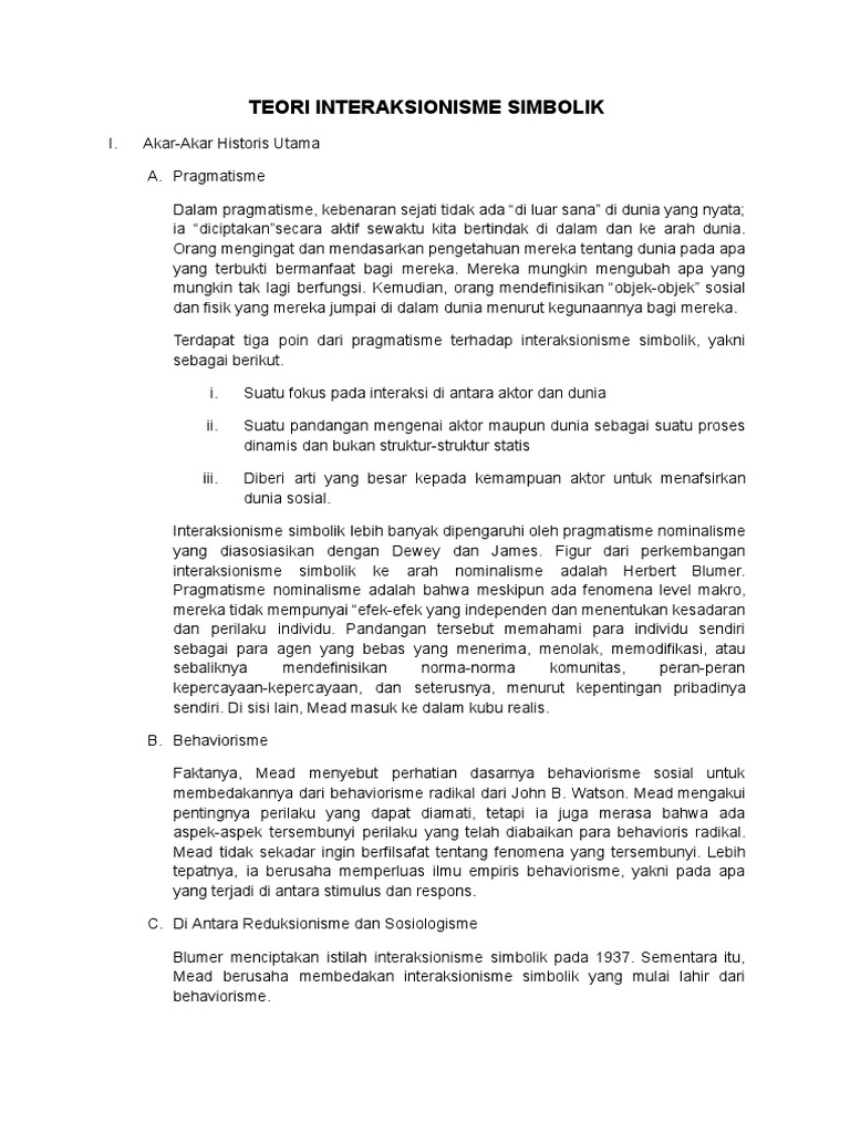 Teori Interaksionisme Simbolik | PDF | Filsafat | Pengembangan Diri