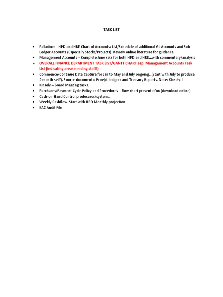 Homelux Group TASK LIST | PDF