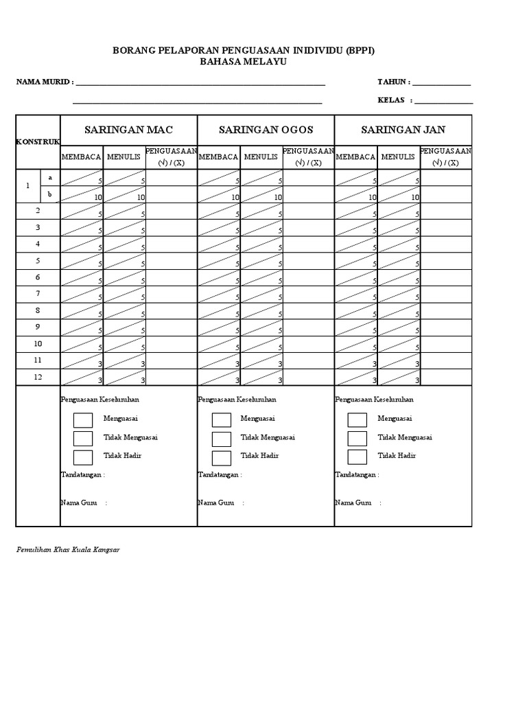 Borang Pelaporan (Bppi) Literasi Numerasi | PDF