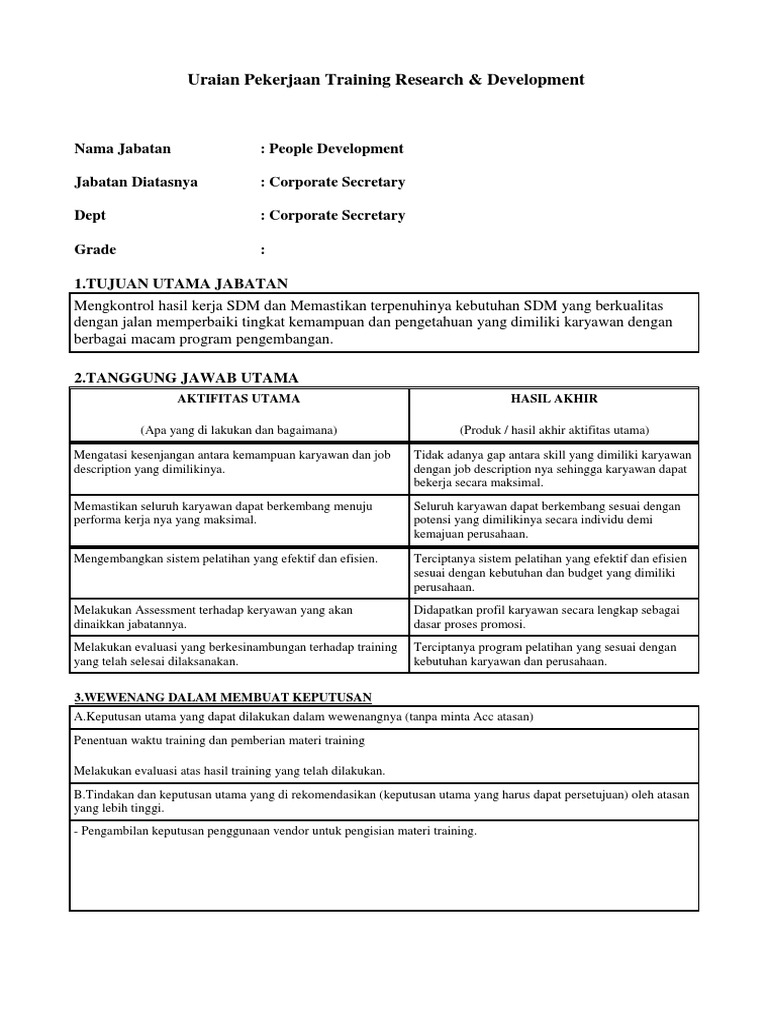Uraian Pekerjaan TRD | PDF | Karier & Perkembangan | Bisnis