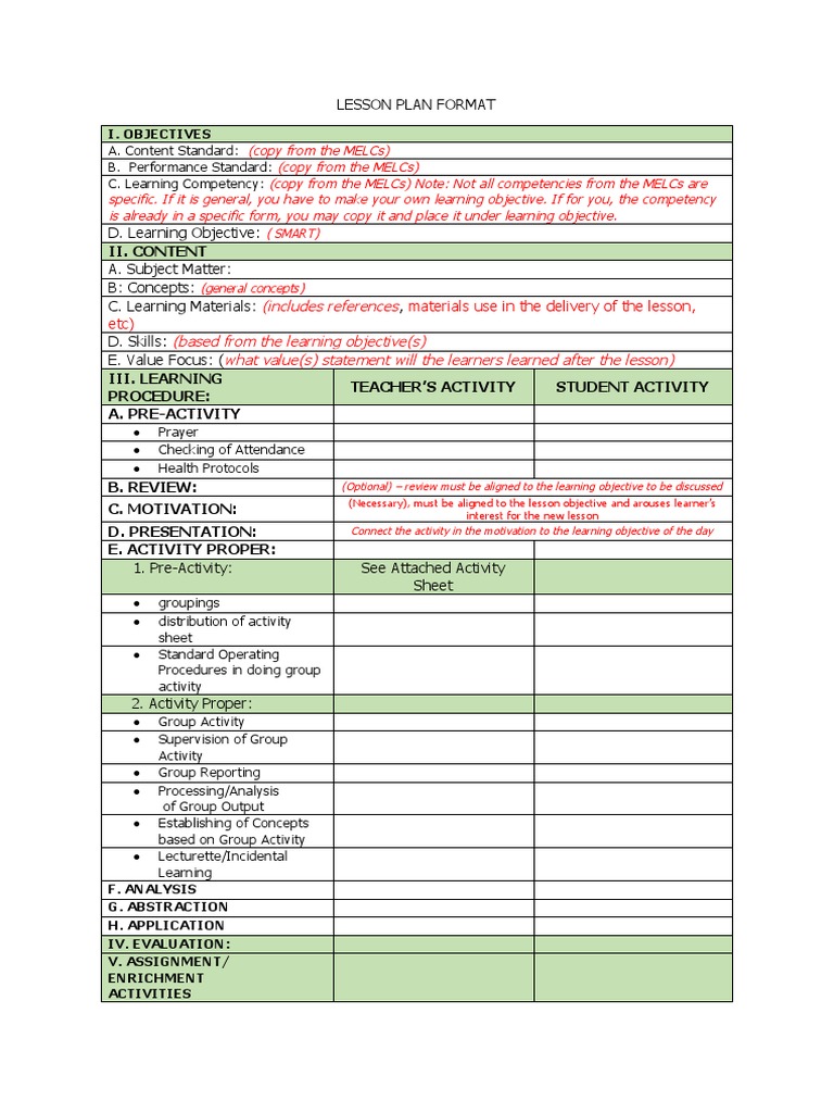 Lesson Plan Template for Educators | PDF | Self-Improvement