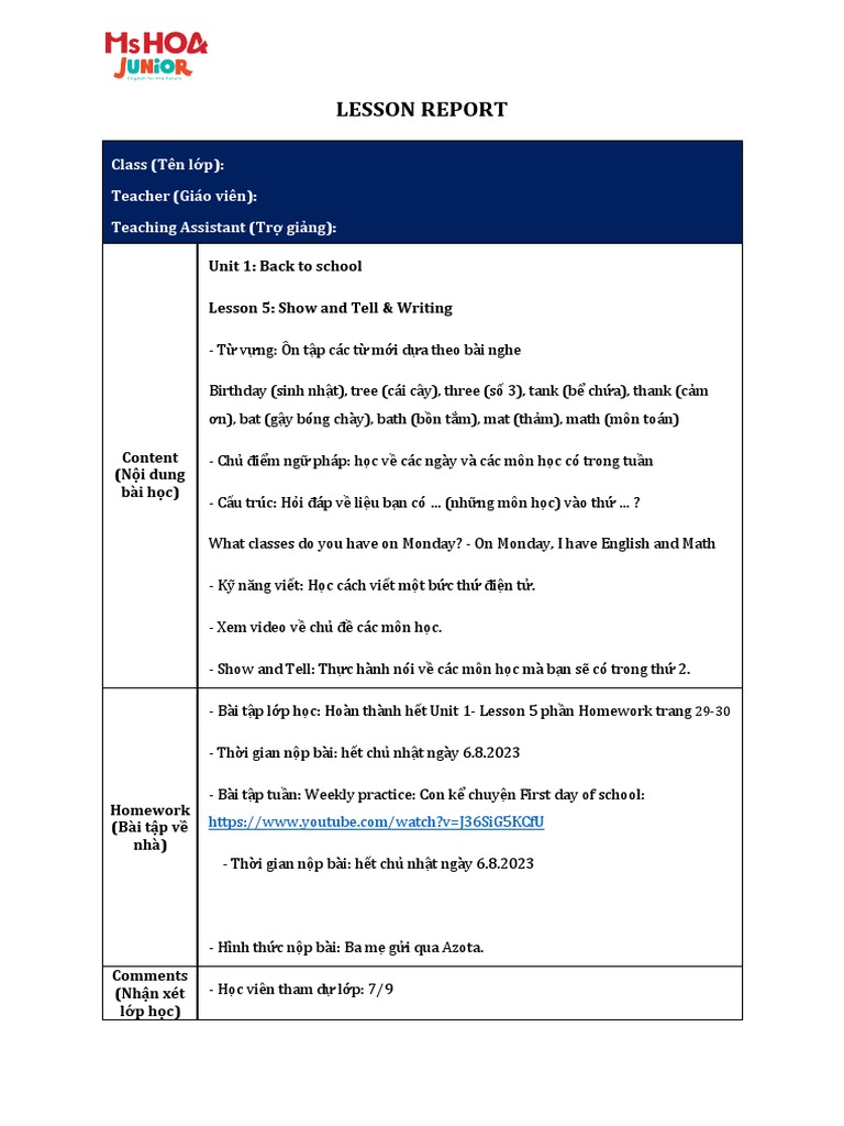 Lesson Report - U1 - L5 - Explorer 2 - 03082023 | PDF