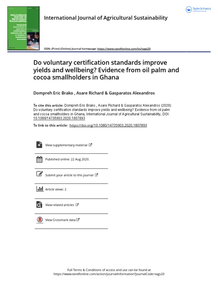 2020 - Brako - Do Voluntary Certification Standards Improve Yields and ...