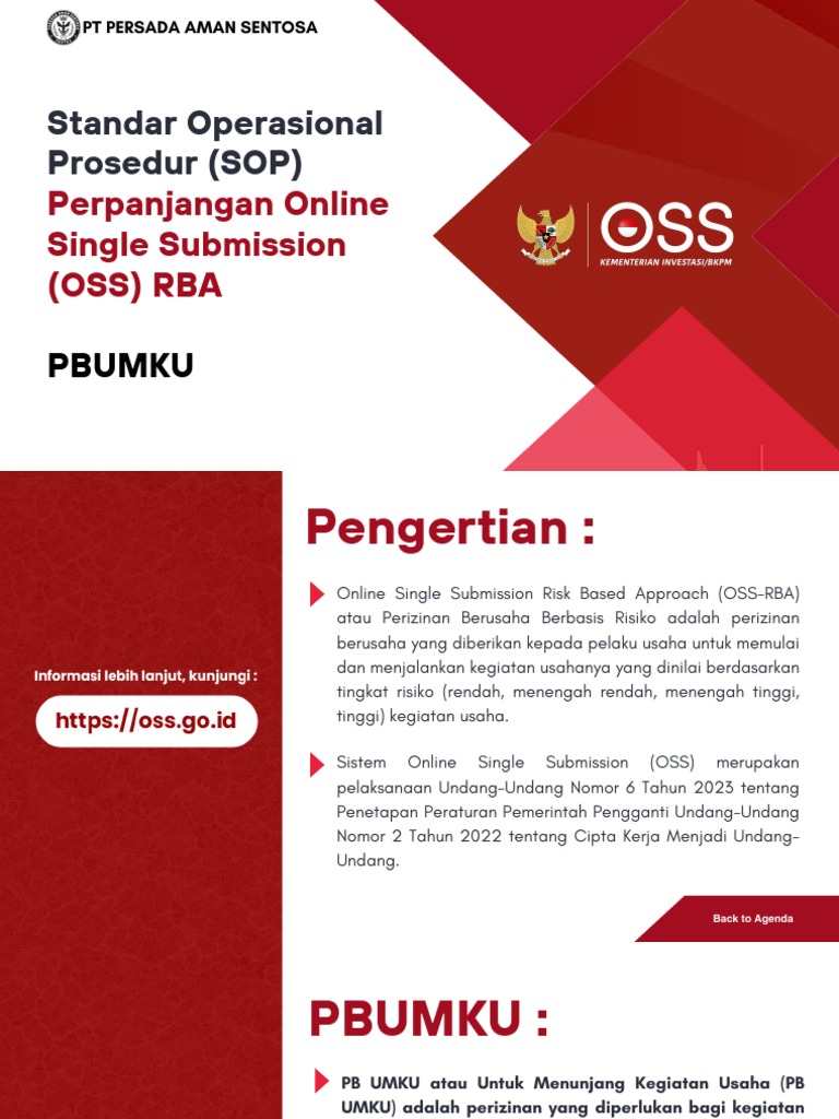 SOP Perpanjangan PBUMKU Di OSS | PDF