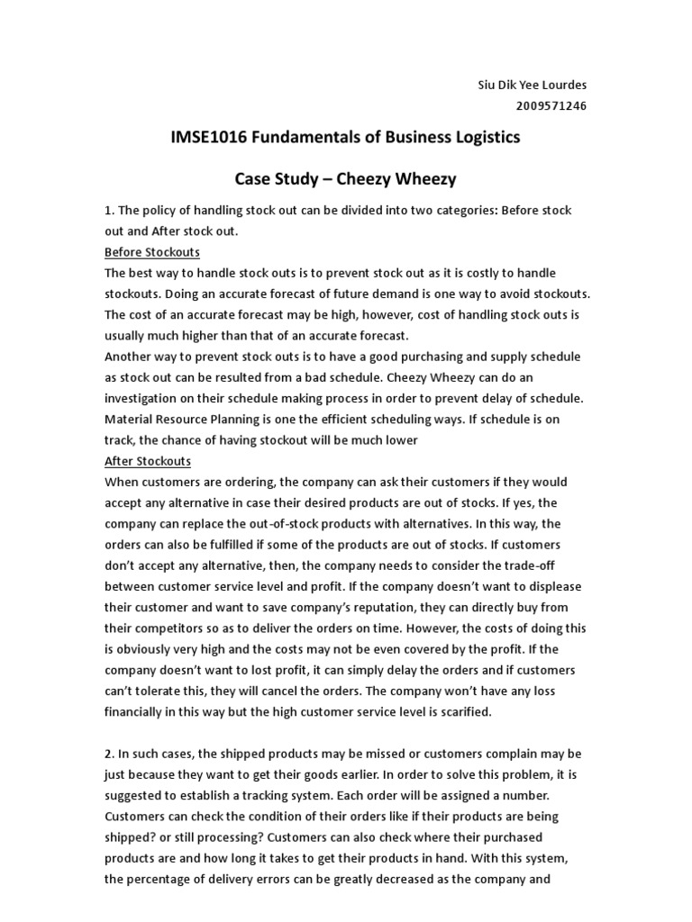 Logistics Case Study | PDF | United States Postal Service | Fee