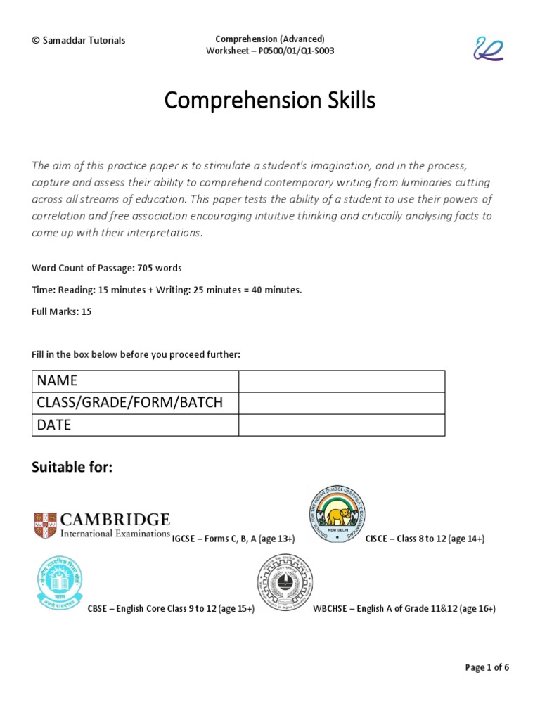 Advanced Comprehension Worksheet on Myopia | PDF | Career & Growth ...