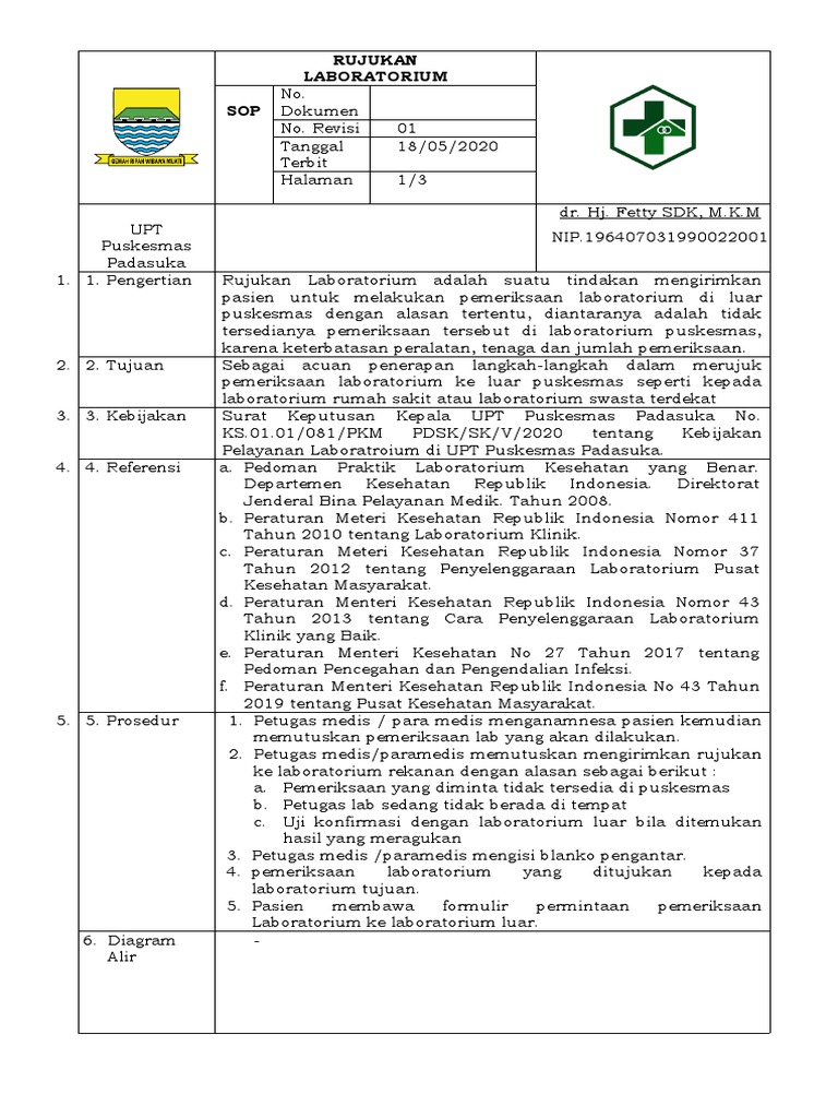 EP 6 SOP Rujukan Laboratorium | PDF