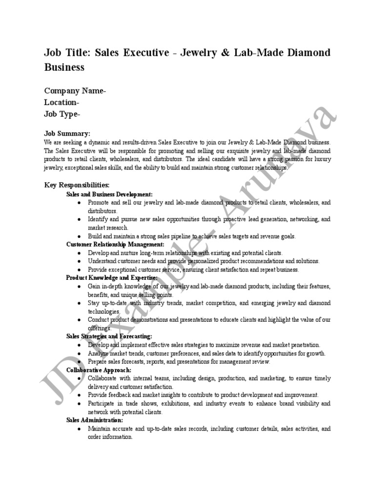 JD - Sales Executive | PDF