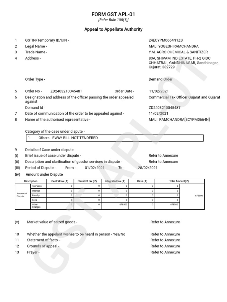 GST Apl-01 | PDF | Taxes | Fee