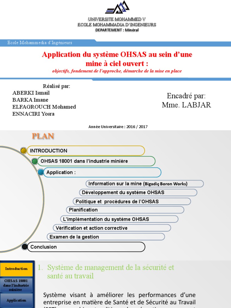 Application du système OHSAS en mine | PDF