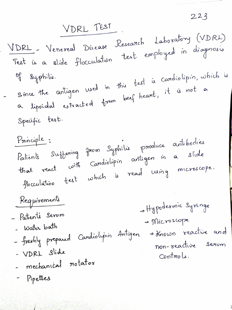 VDRL Test | PDF