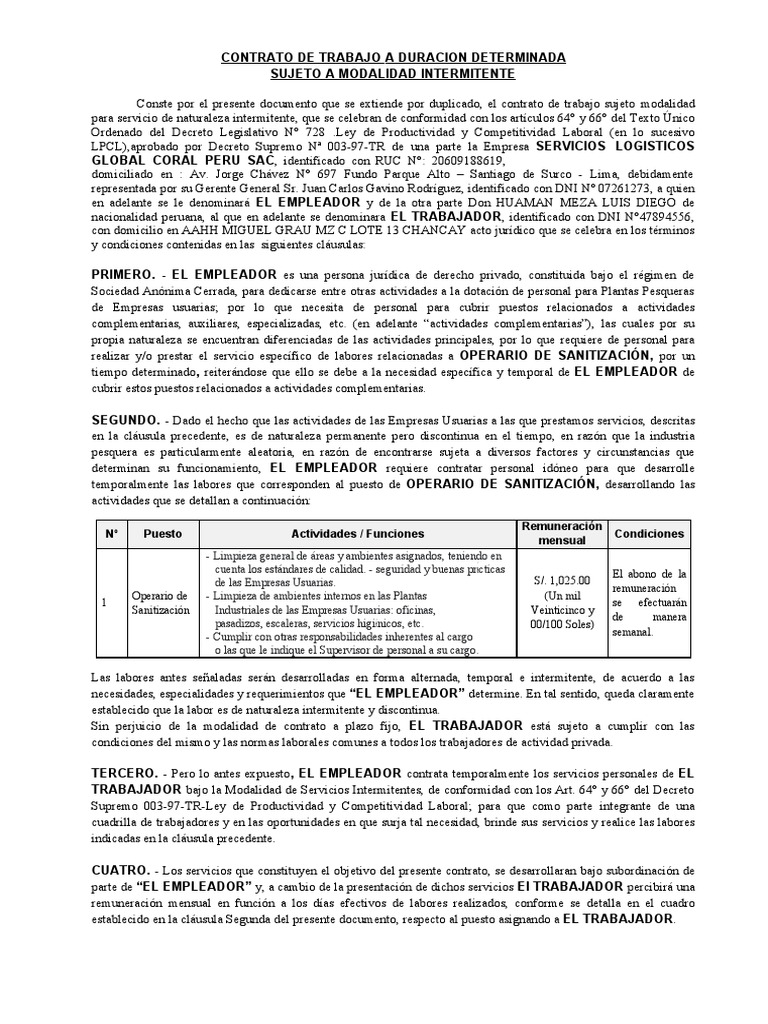 CONTRATO DE HUAMAN DIEGO | PDF