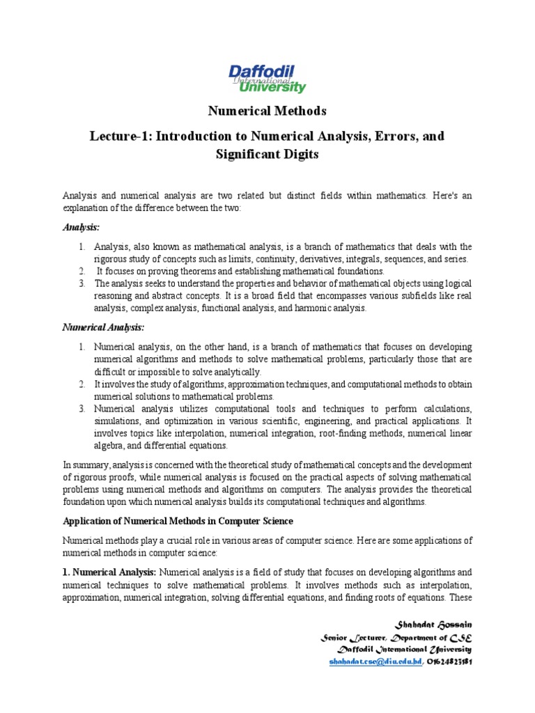 Lecture-1- Introduction and Errors | PDF