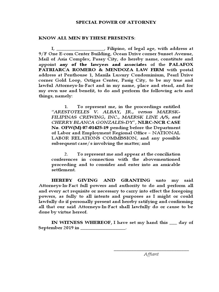 1a. Special Power of Attorney Albay | Download Free PDF | Power Of ...