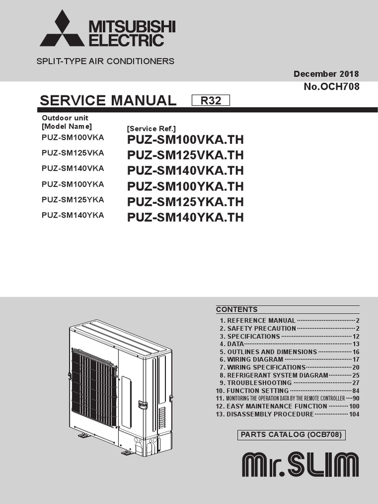 Manual de Service Mitsubishi Electric PUZ SM | PDF