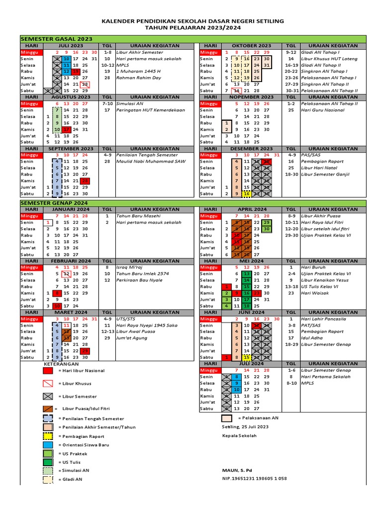 Kalender Pendidikan SD 2023/2024 | PDF