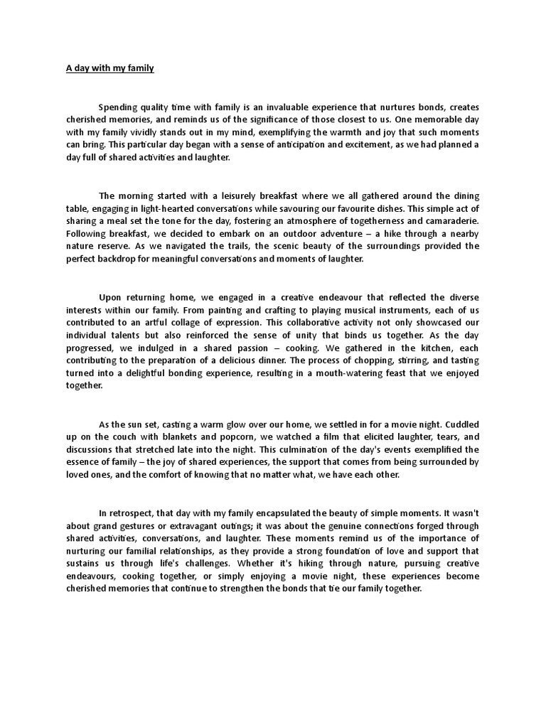 A Day With My Family | PDF