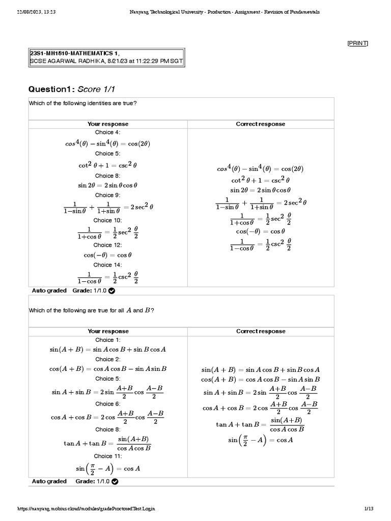 Nanyang Technological University - Production - Assignment - Revision of Fundamentals | PDF