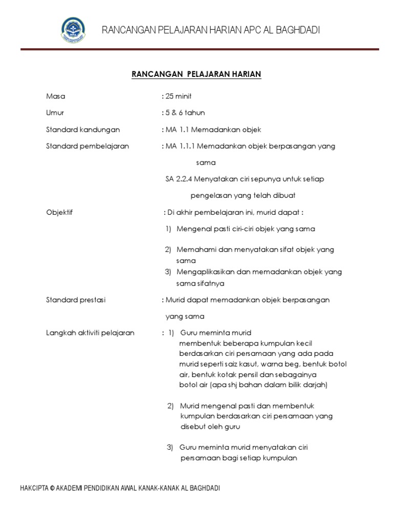 MA 1.1.1 Memadankan Objek Berpasangan Yang Sama | PDF