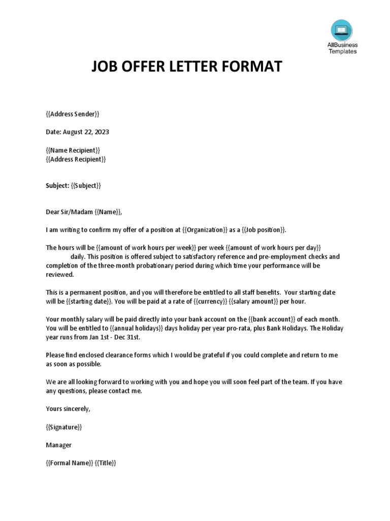 Job Offer Letter Format | PDF