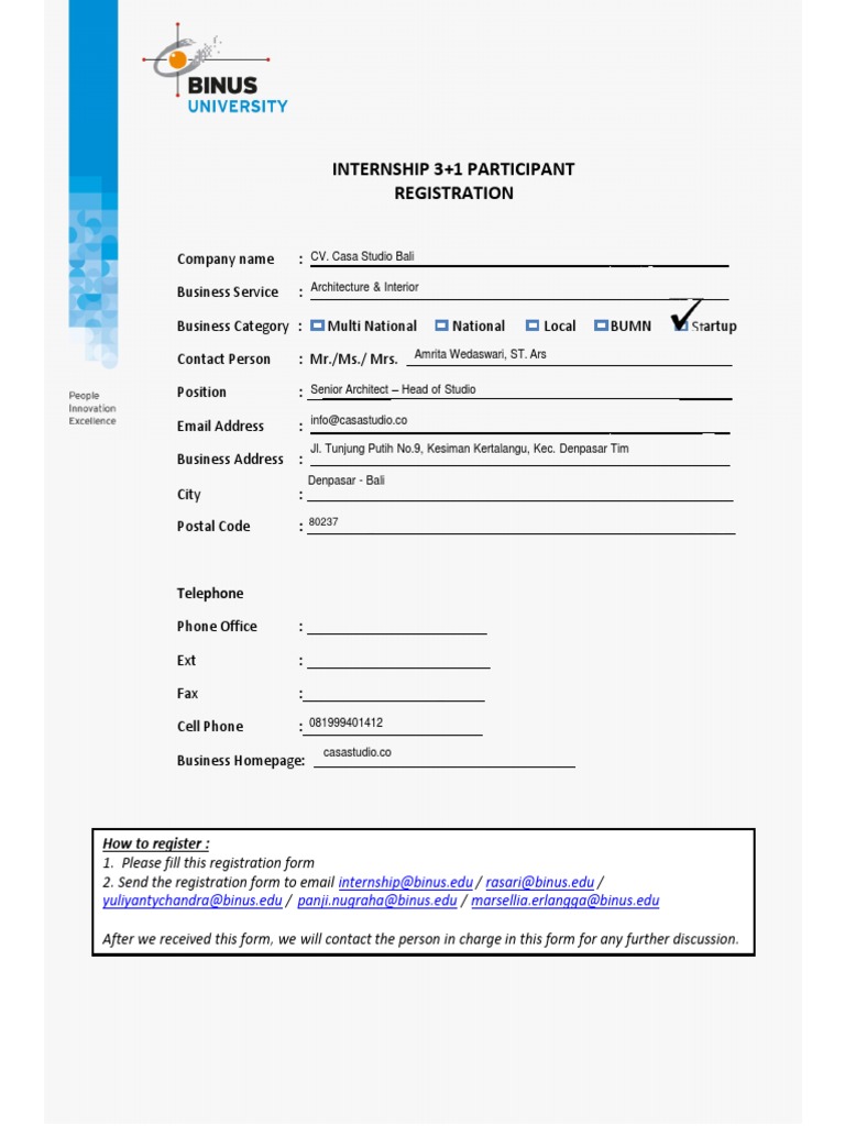 Internship 3+1 Participant Form - Natasha Putri Wijaya | PDF