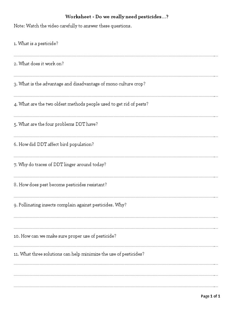 Worksheet Do We Really Need Pesticides | PDF