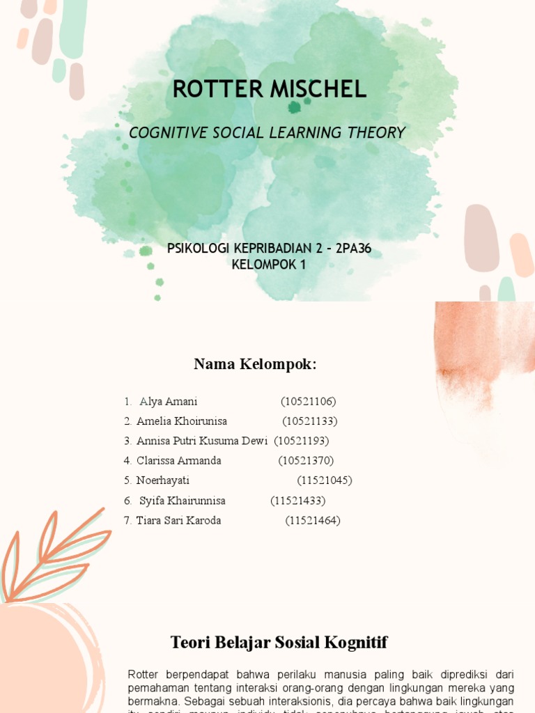 2PA36_Kelompok 1_ Tokoh Rotter Mischel-1 | PDF