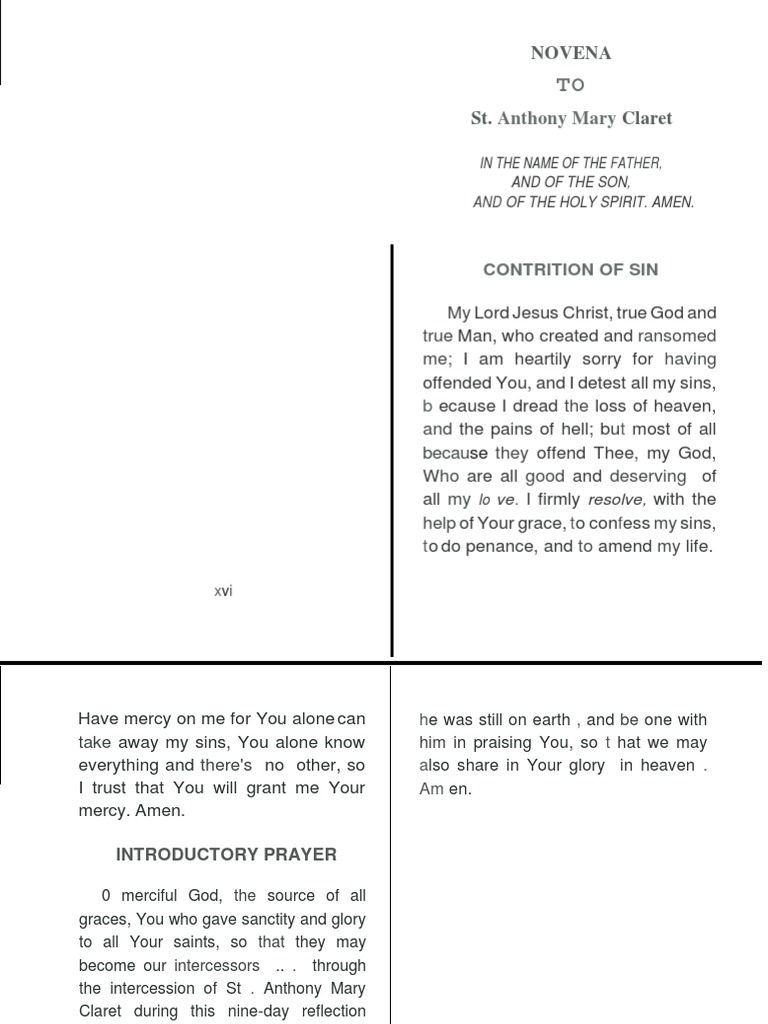 Novena To ST Anthony Mary Claret | PDF | Mary, Mother Of Jesus | Our ...