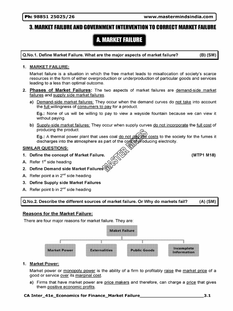 MARKET FAILURE AND GOVERNMENT INTERVENTION TO CORRECT MARKET FAILURE ...