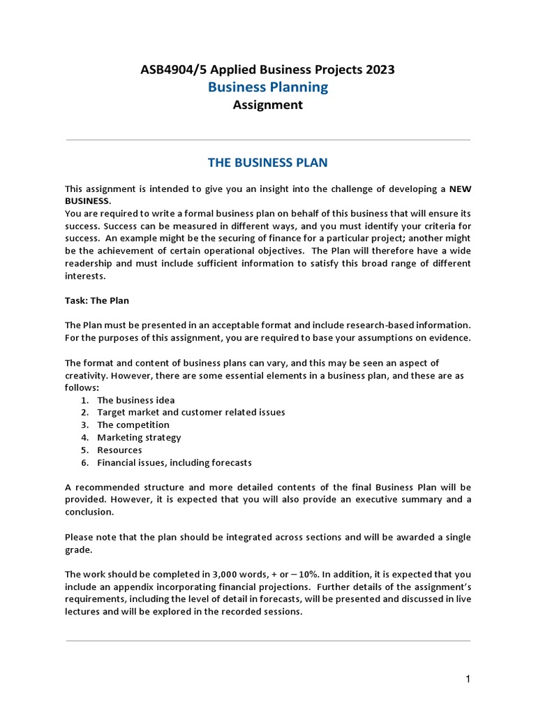 Business Planning Assignment | PDF | Plagiarism | Business