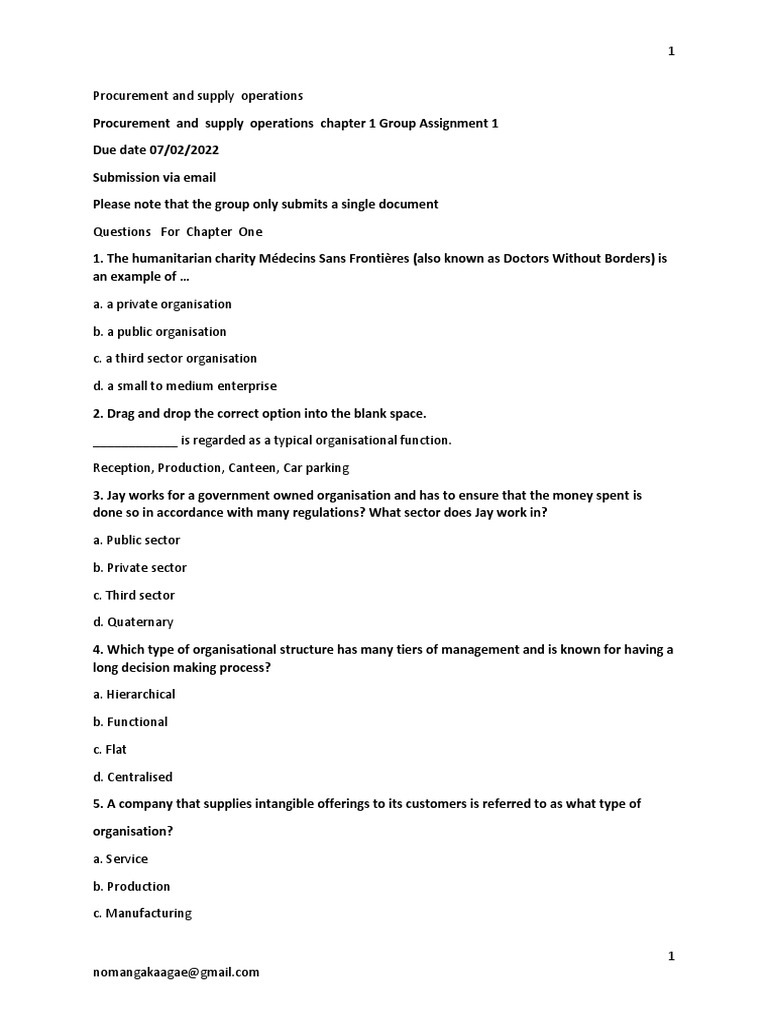 Questions For Chapter 1 Group Assignemnt Operations l2m2 | PDF