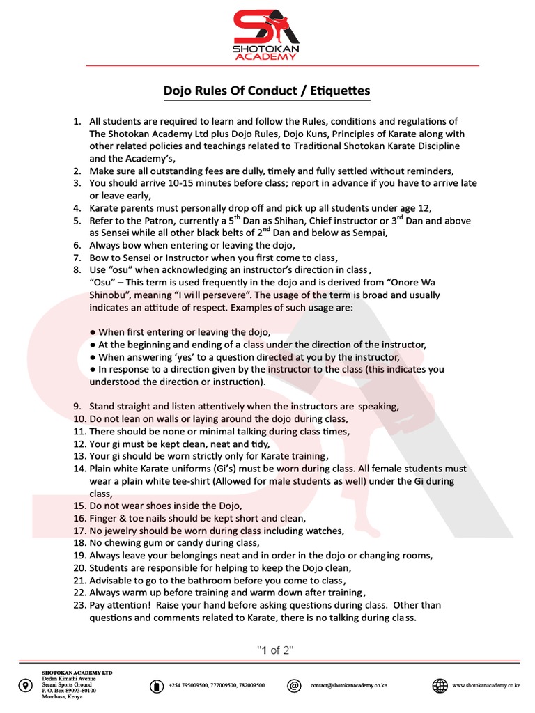 Dojo Rules Regulations | PDF