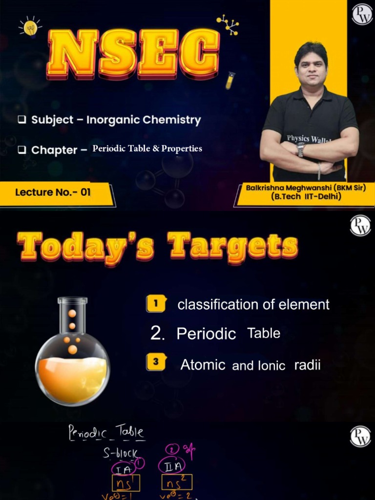 Periodic Table & Properties 01 - Class Notes - (NSEC) | PDF