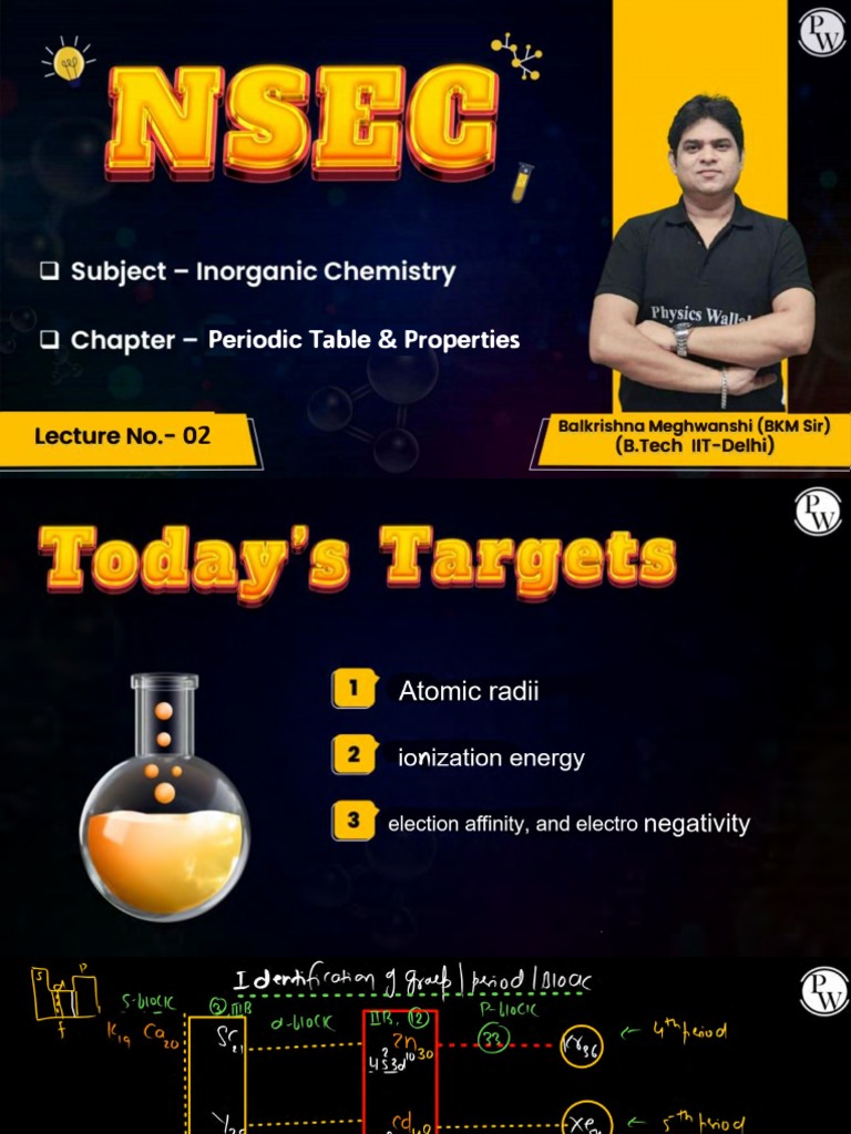 Periodic Table & Properties 02 - Class Notes - (NSEC) | PDF