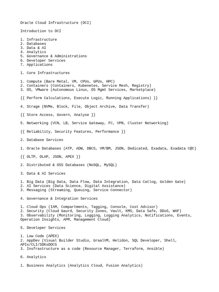 Oracle Cloud Infrastructure Oci Pdf 