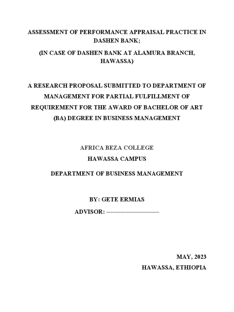Gete Ermias - Proposal | PDF | Performance Appraisal | Methodology