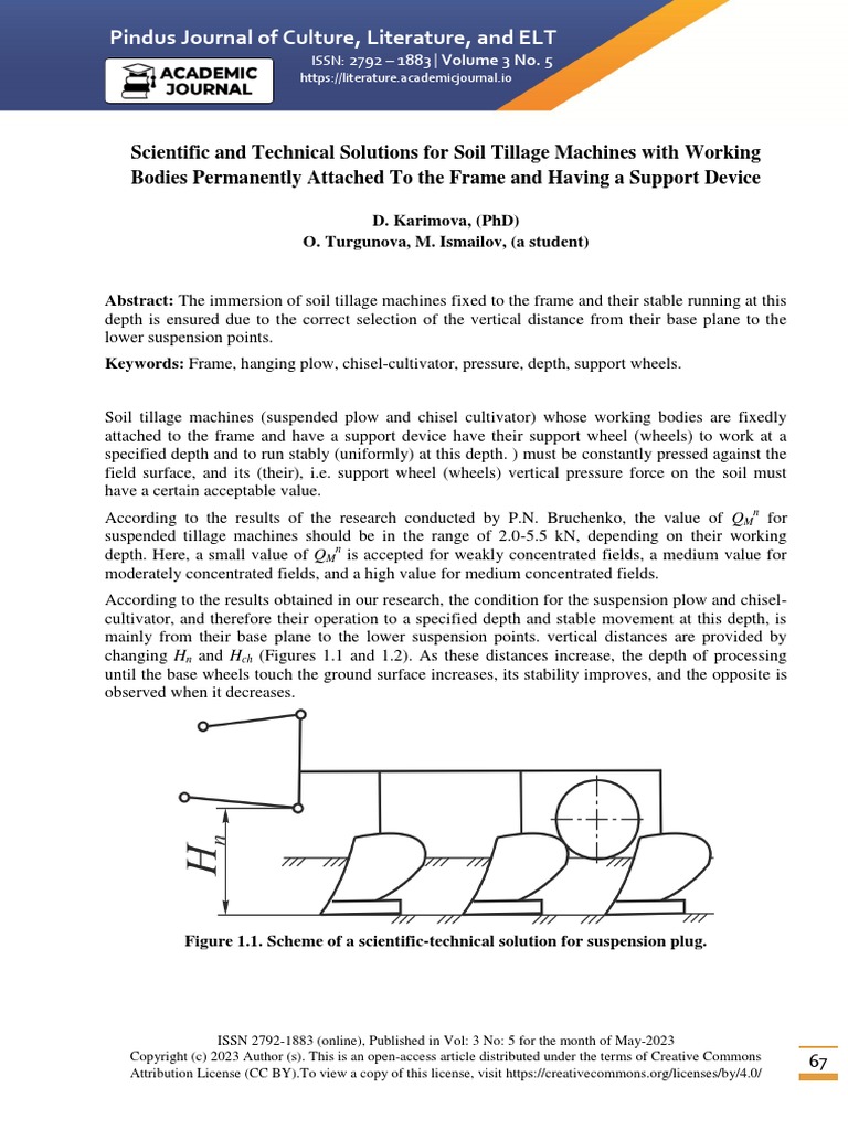 Scientific and Technical Solutions For Soil Tillage Machines With Working Bodies Permanently ...