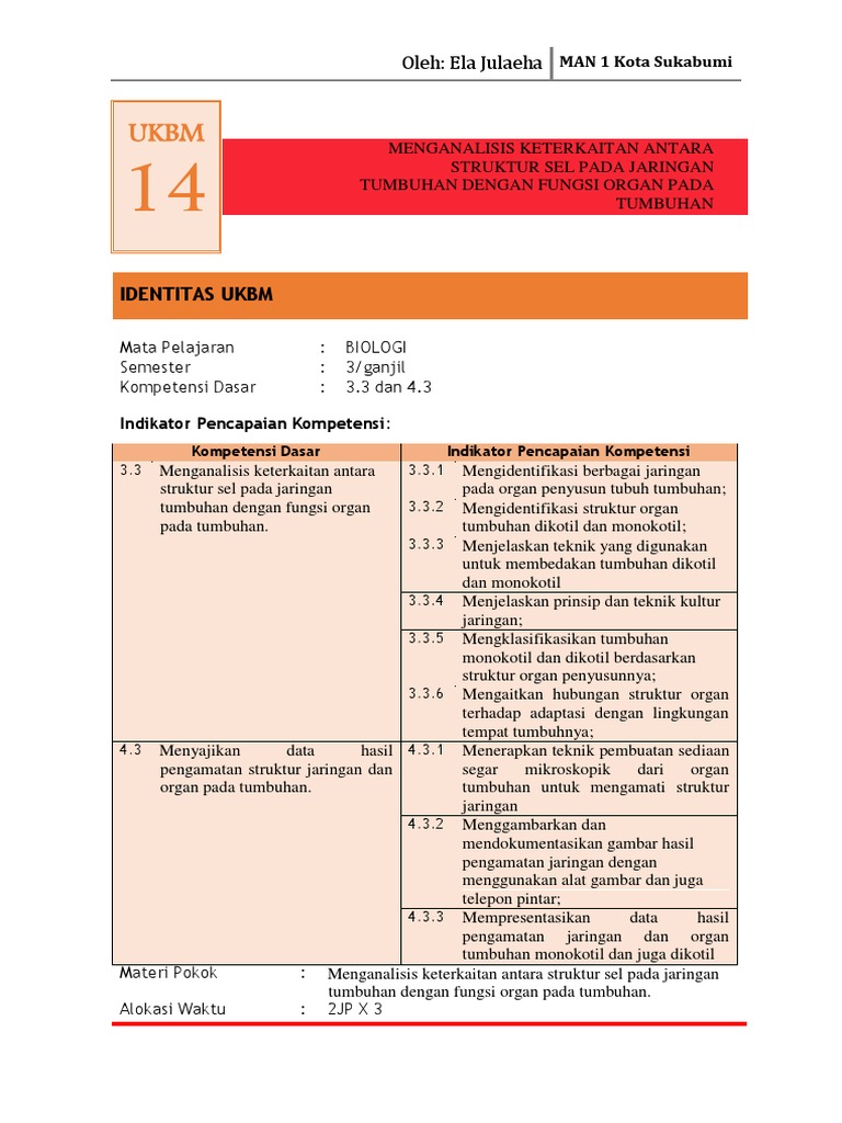 UKBM-14 BIOLOGI (KELAS 11 SEM 1) Revisi | PDF