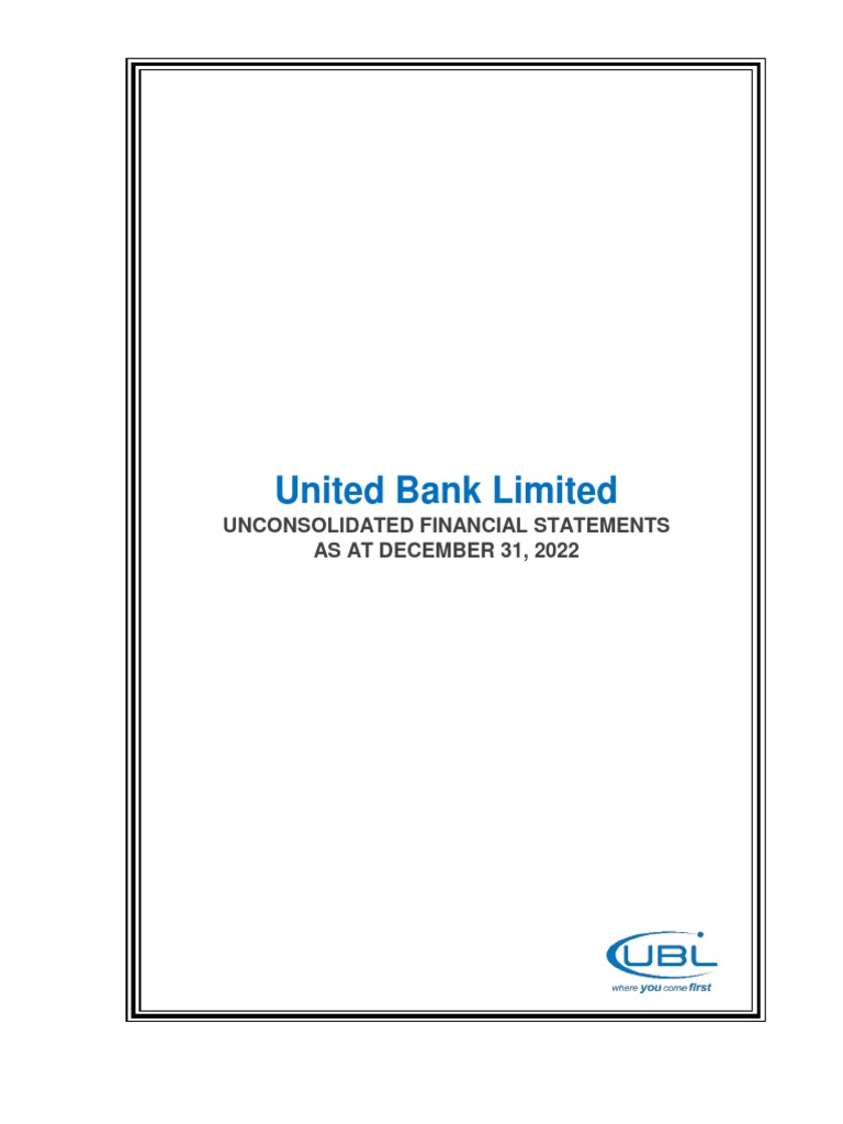 UBL Annual Financial Statements 2022 Standalone | PDF