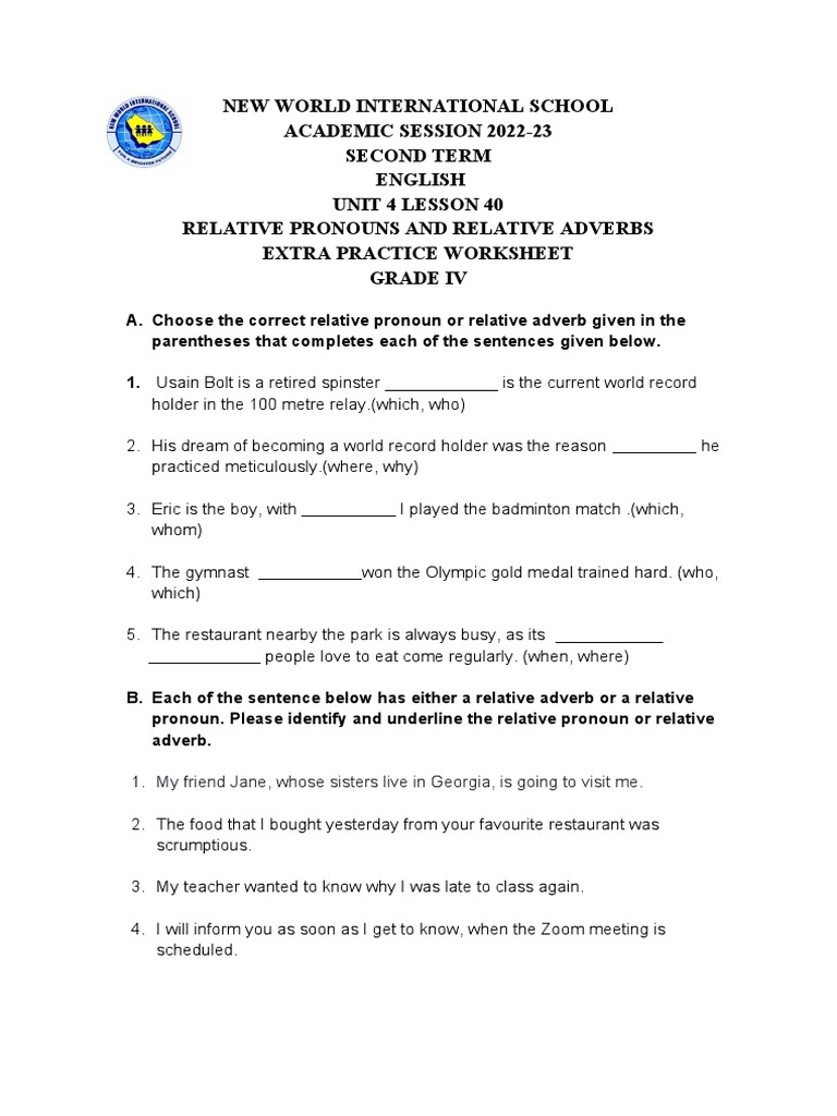 New L40 Relative Pronouns and Relative Adverbs | PDF | Linguistics | Syntax