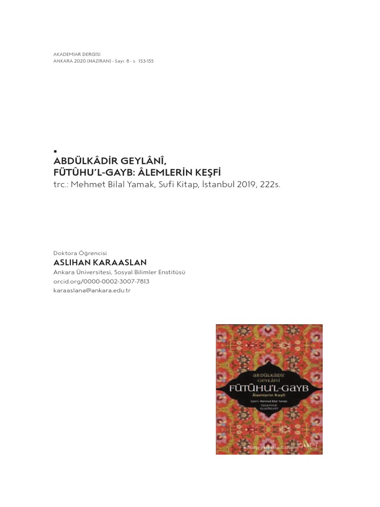 Abdulkadir Geylani Futuhu L Gayb Alemler | PDF