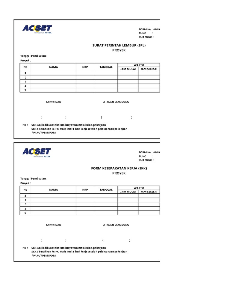 Form SKK Atau SPL | PDF