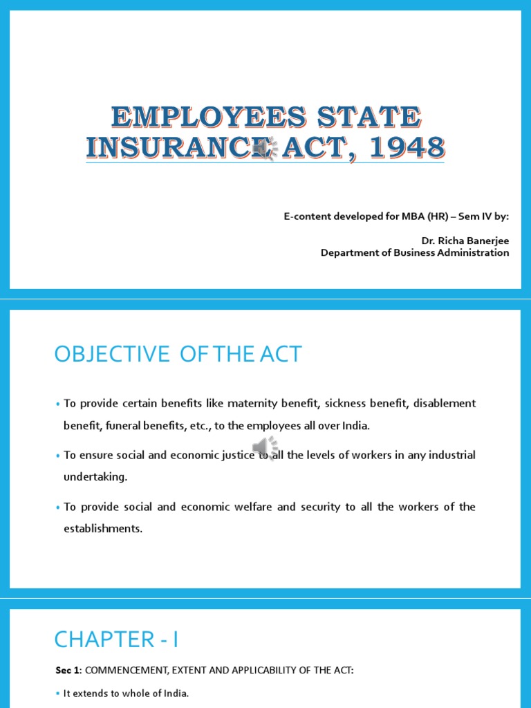 ESI Act 1948 | PDF | Employment | Welfare