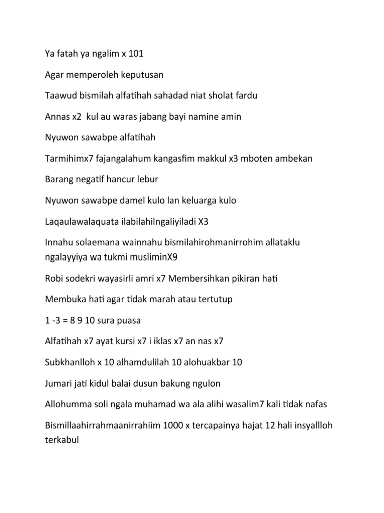 Ya Fatah Ya Ngalim X 101 | PDF