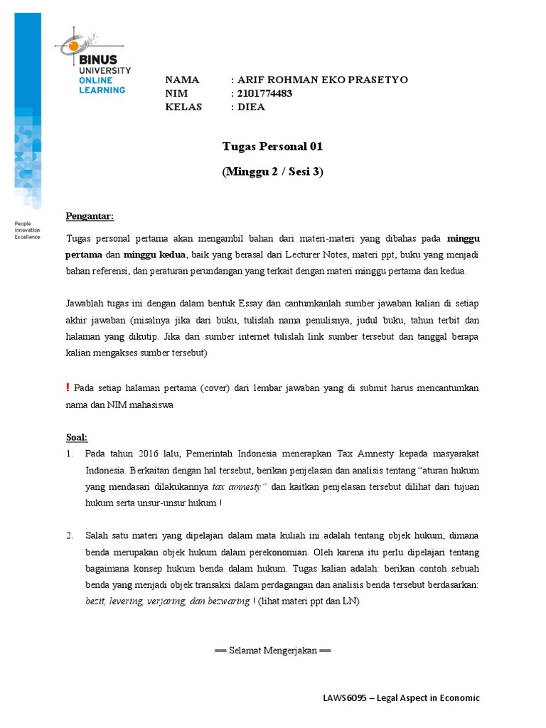 Legal Aspect in Economic - TP1 | PDF