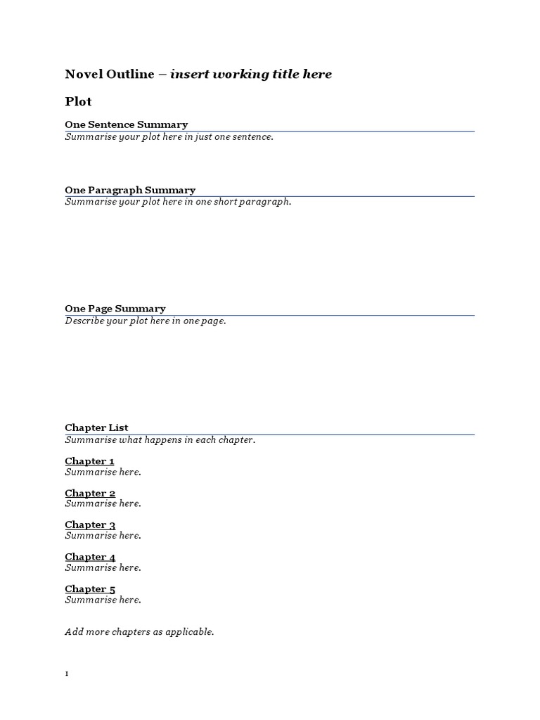 Novel Outline Template Guide | PDF