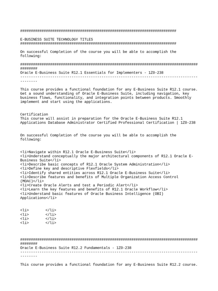 Oracle E-Business Suite-Courses | PDF