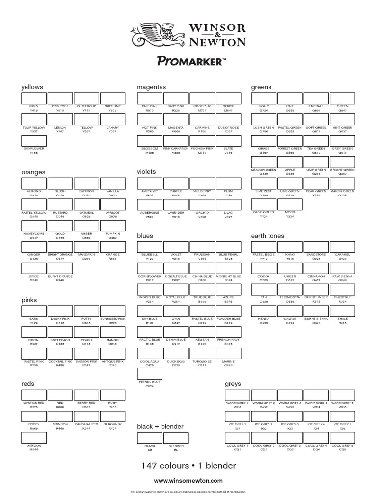 Winsonnewton ProMarker Blank-Colour-Chart | PDF