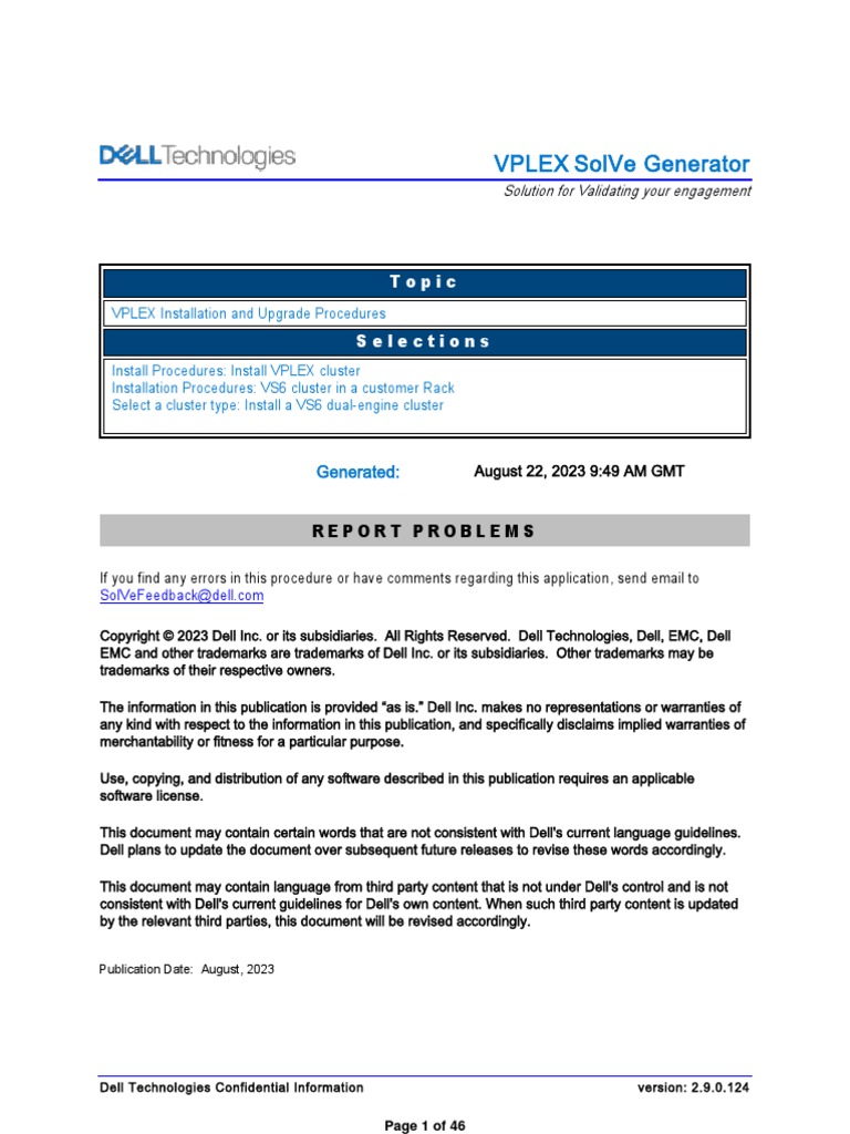 VPLEX - VPLEX Installation and Upgrade Procedures-Install VPLEX Cluster | PDF