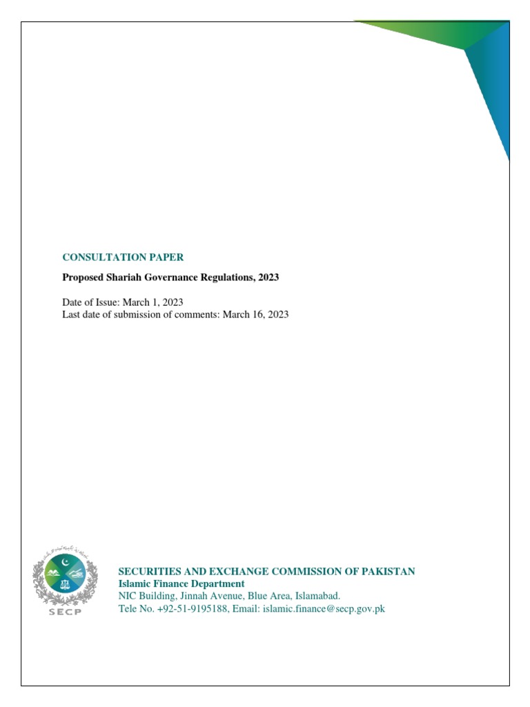 Shariah Compliant Regulation 2023 Pakistan | PDF